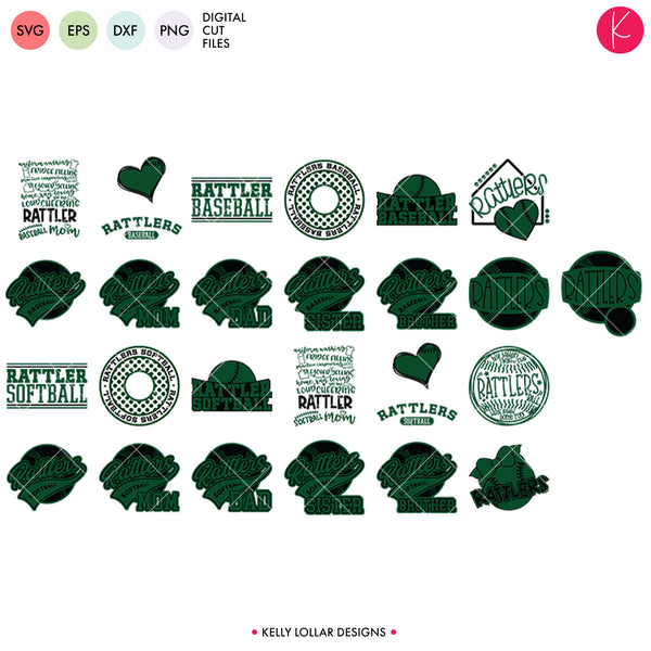 Rattlers Baseball & Softball Bundle | SVG DXF EPS PNG Cut Files - Kelly ...