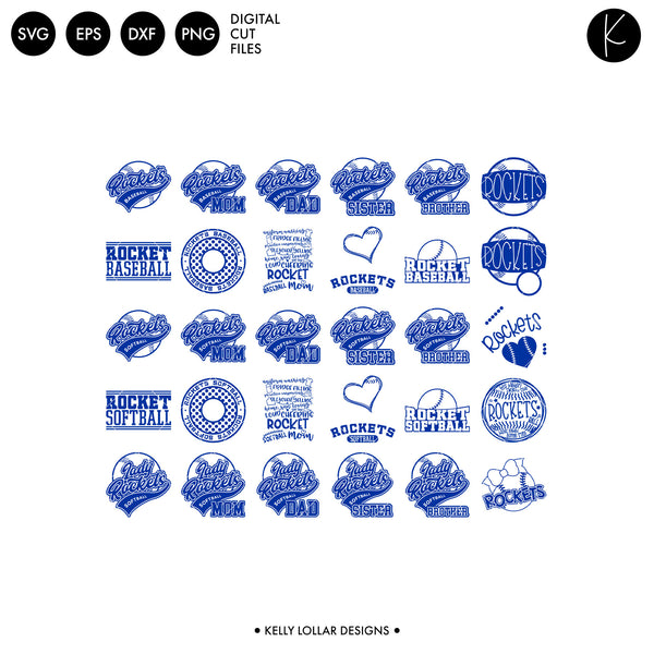 Rockets Everything Spirit Bundle in Royal Blue and White | SVG DXF EPS ...