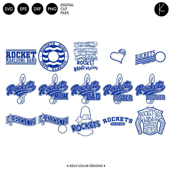 Rockets Everything Spirit Bundle in Royal Blue and White | SVG DXF EPS ...