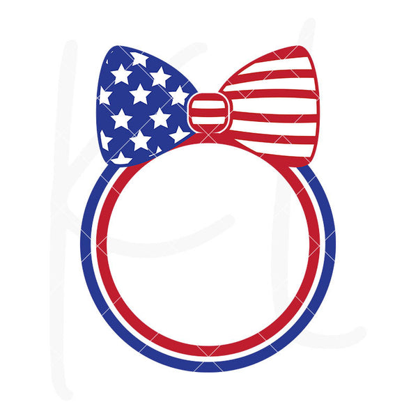 American Flag Bow Monogram Frame SVG Cut File | Kelly Lollar Designs