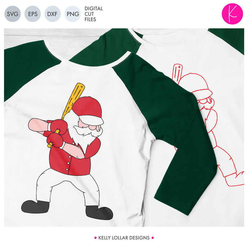 Baseball or Softball Santa Claus SVG Cut Files | Kelly Lollar Designs