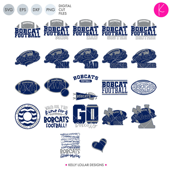 Bobcats Football Bundle | SVG DXF EPS PNG Cut Files - Kelly Lollar Designs