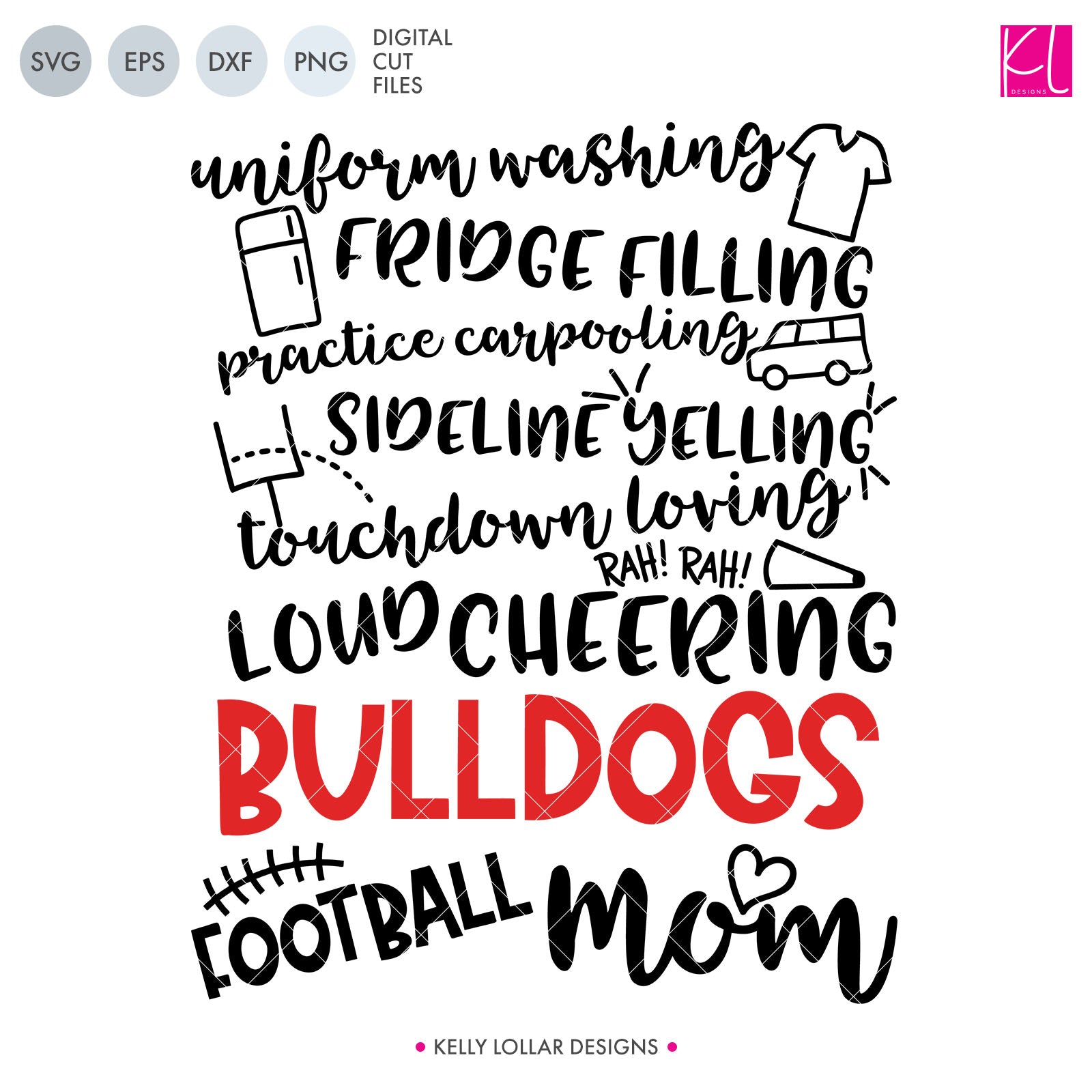 Bulldogs Football Bundle | SVG DXF EPS PNG Cut Files - Kelly Lollar Designs