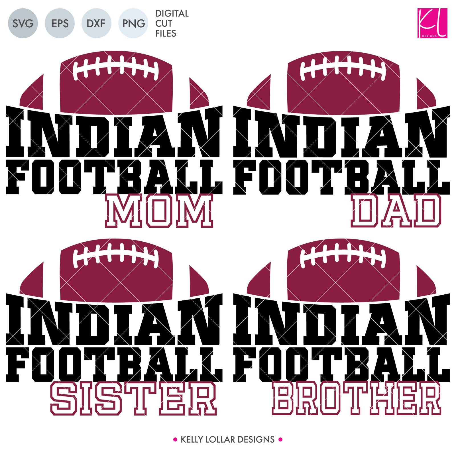 Indians Football Bundle | SVG DXF EPS PNG Cut Files - Kelly Lollar Designs