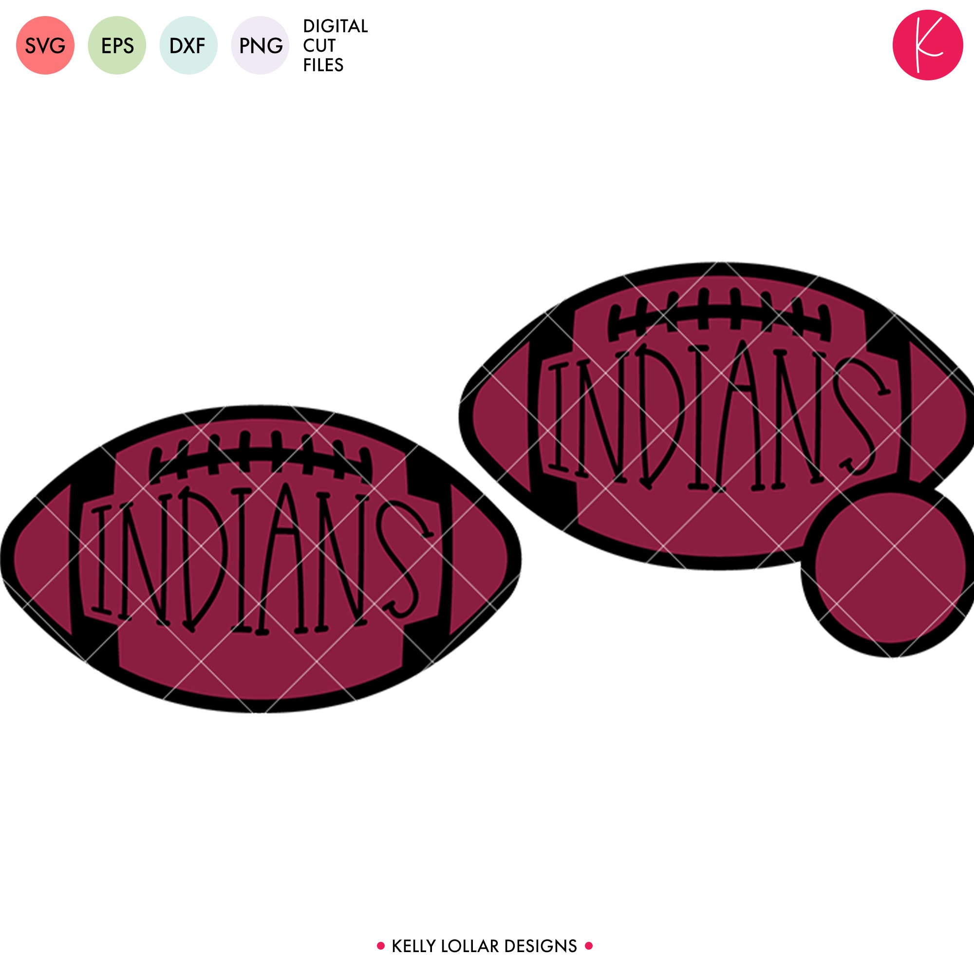 Indians Football Bundle | SVG DXF EPS PNG Cut Files - Kelly Lollar Designs