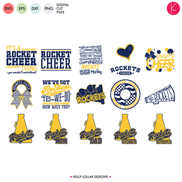 Rockets Cheer Bundle | SVG DXF EPS PNG Cut Files - Kelly Lollar Designs