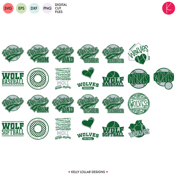Wolves Baseball & Softball Bundle | SVG DXF EPS PNG Cut Files - Kelly ...